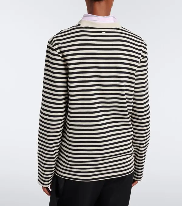AMI Paris De Coeur Striped Cotton T-shirt