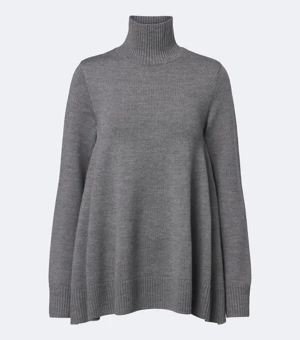 TOTEME Flared Wool Turtleneck Sweater - Grey