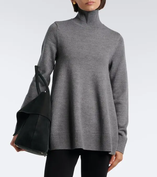 TOTEME Flared Wool Turtleneck Sweater