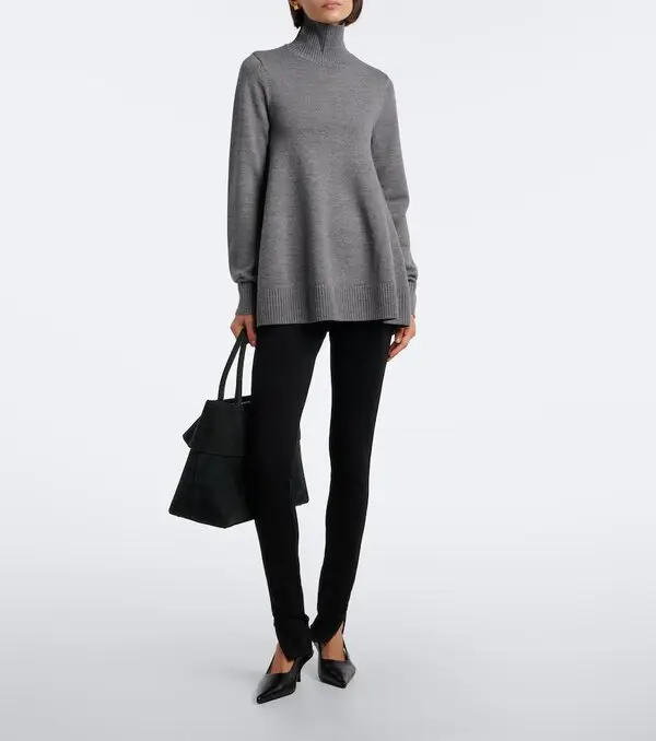 TOTEME Flared Wool Turtleneck Sweater