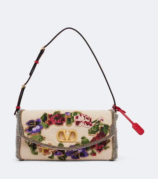 Valentino Garavani Devain Small Floral Beaded Shoulder Bag - Multicoloured