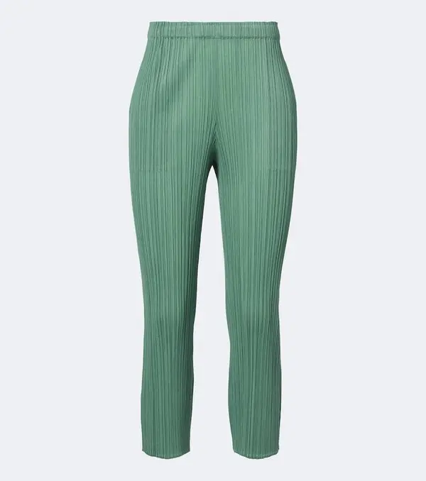 Issey Miyake Monthly Colors: August Pleated Slim Pants - Green