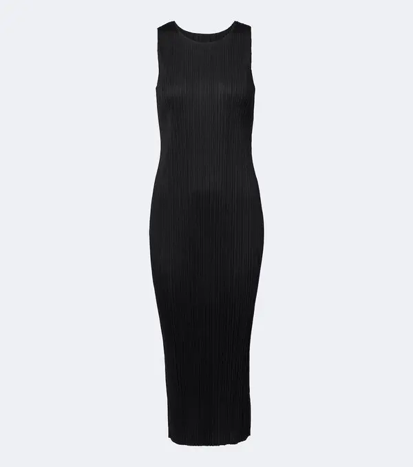 Issey Miyake Basics Pleated Midi Dress - Black