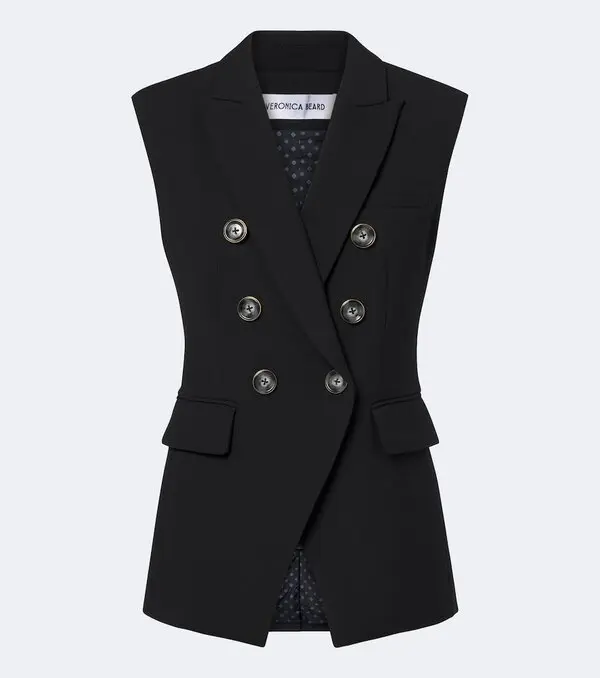 Veronica Beard Miller Double-breasted Vest - Black