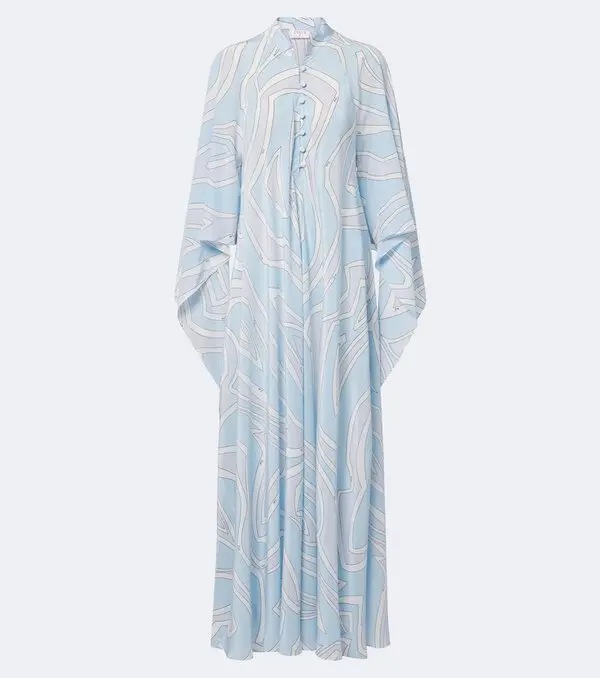Emilio Pucci Labirinto Silk Crêpe De Chine Kaftan - Blue