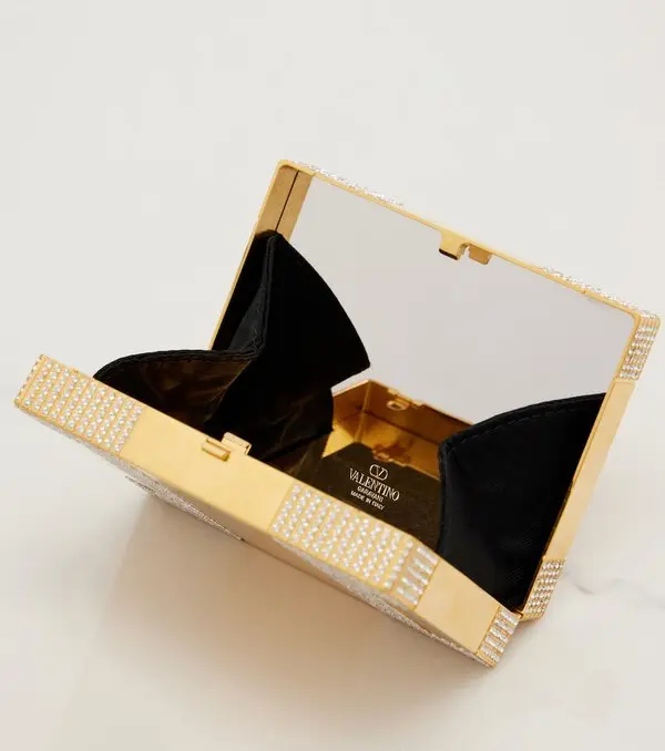Valentino Garavani Minaudieres Swarovski®-embellished Satin Clutch - Gold