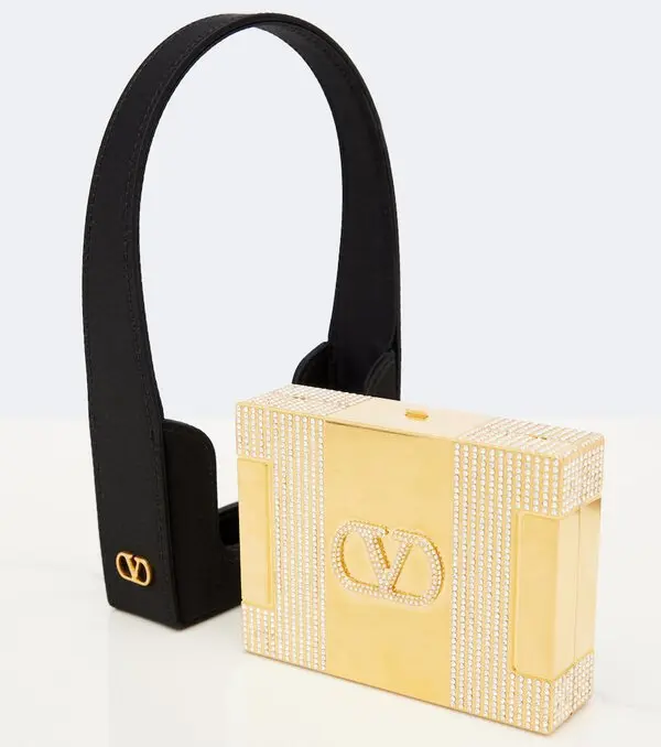 Valentino Garavani Minaudieres Swarovski®-embellished Satin Clutch - Gold