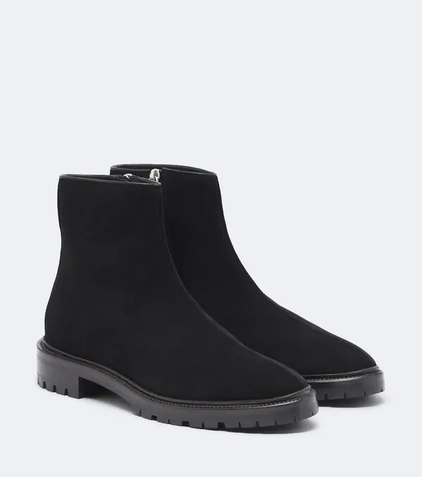 THE ROW Moto Suede Ankle Boots - Black