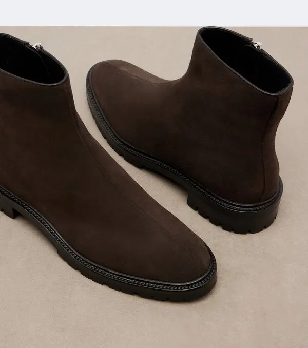 THE ROW Moto Suede Ankle Boots - Brown