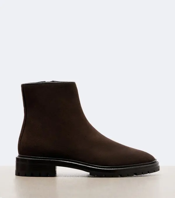 THE ROW Moto Suede Ankle Boots - Brown