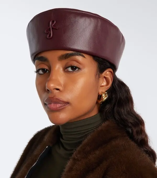 Ruslan Baginskiy Logo Leather Hat - Brown