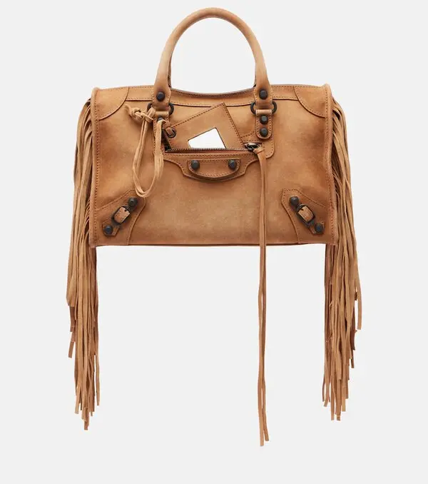 Balenciaga Le City Small Suede Top-handle Bag - Beige