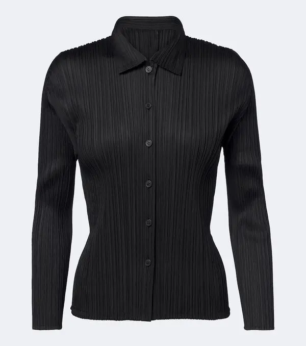 Issey Miyake Gray Pleated Shirt - Black