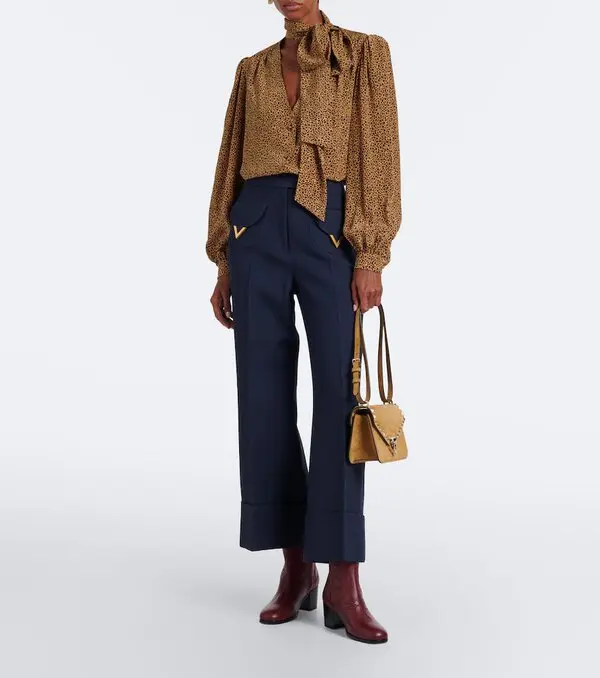 Valentino Garavani Vlogo Embroidered Leather Cowboy Boots