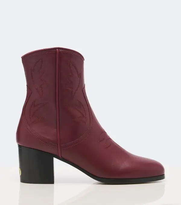 Valentino Garavani Vlogo Embroidered Leather Cowboy Boots
