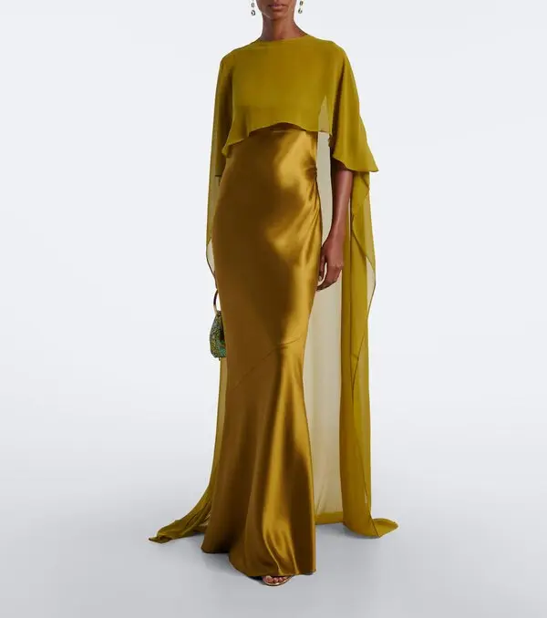 Retrofete Lukka Draped Open-back Satin Gown