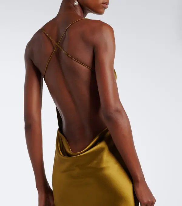 Retrofete Lukka Draped Open-back Satin Gown