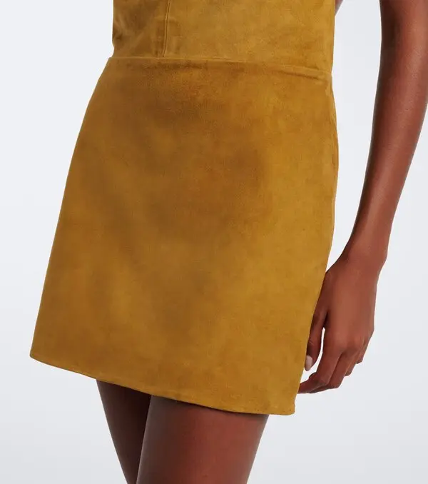 Retrofete Zoriel Draped Open-back Suede Minidress