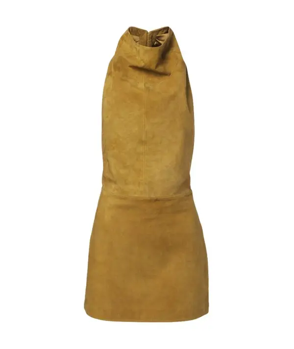 Retrofete Zoriel Draped Suede Minidress - Yellow