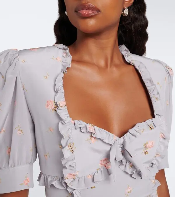 Alessandra Rich Floral Silk Crêpe De Chine Minidress