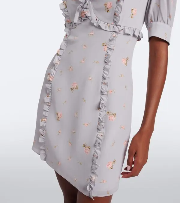 Alessandra Rich Floral Silk Crêpe De Chine Minidress