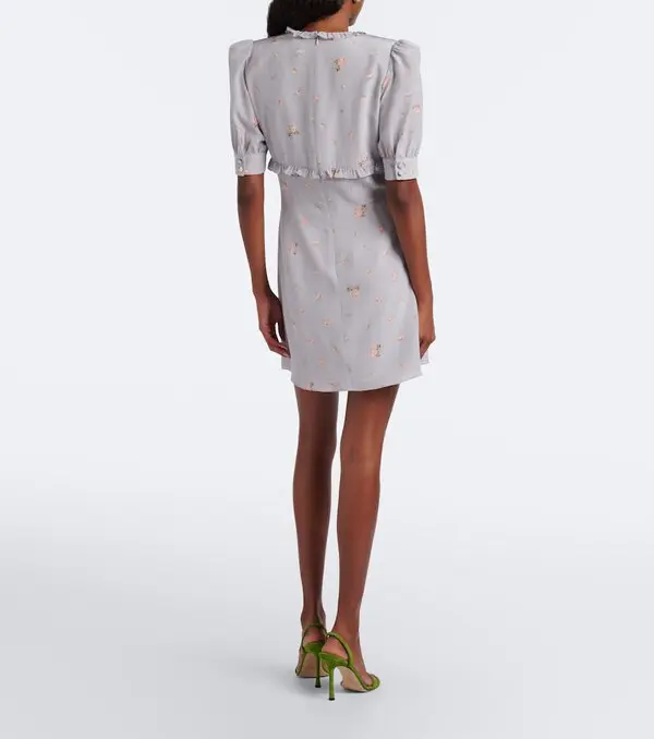 Alessandra Rich Floral Silk Crêpe De Chine Minidress