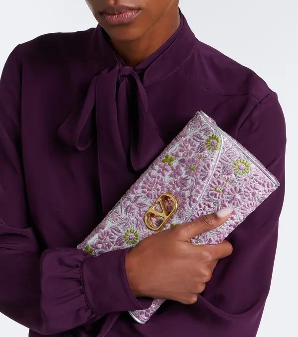 Valentino Garavani Devain Small Floral Jacquard Shoulder Bag