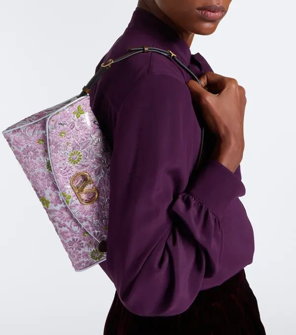 Valentino Garavani Devain Small Floral Jacquard Shoulder Bag