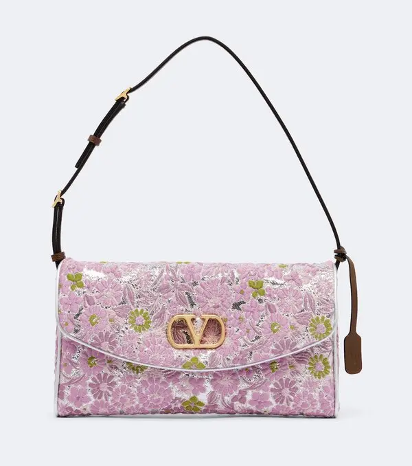 Valentino Garavani Devain Small Floral Jacquard Shoulder Bag - Pink