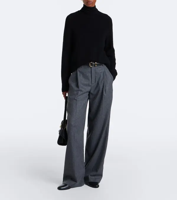 Vince Camille Wool-blend Flannel Wide-leg Pants