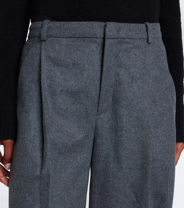Vince Camille Wool-blend Flannel Wide-leg Pants