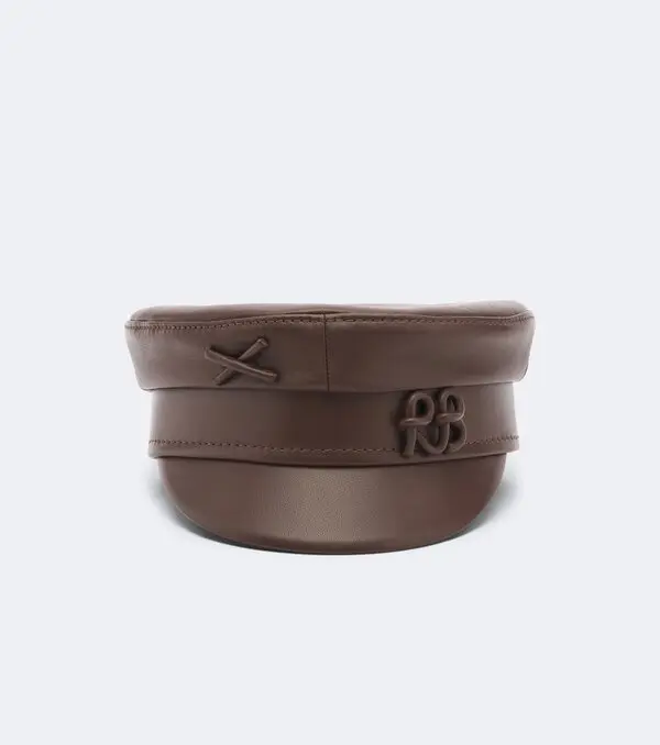 Ruslan Baginskiy Logo Leather Newsboy Cap - Brown