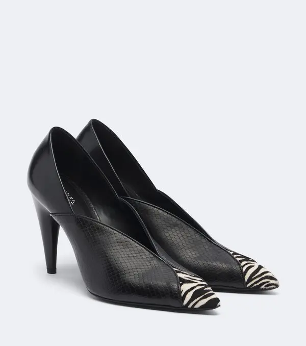 Isabel Marant Étoile Luza Calf Hair-trimmed Snake-effect Leather Pumps - Black