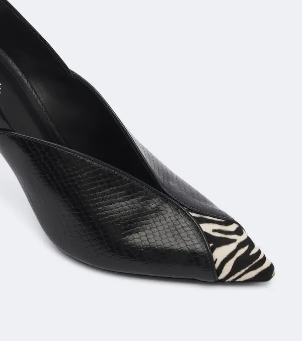Isabel Marant Étoile Luza Calf Hair-trimmed Snake-effect Leather Pumps