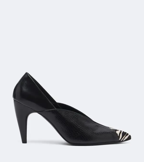 Isabel Marant Étoile Luza Calf Hair-trimmed Snake-effect Leather Pumps