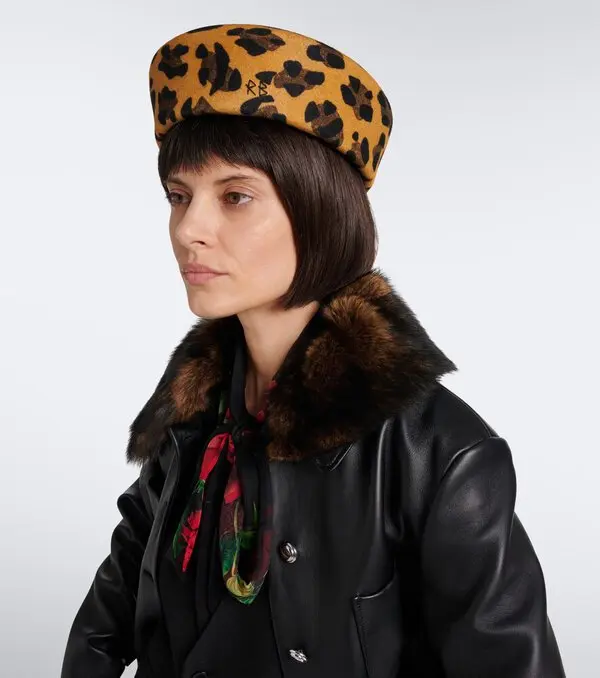 Ruslan Baginskiy Logo Wool Leopard-print Hat