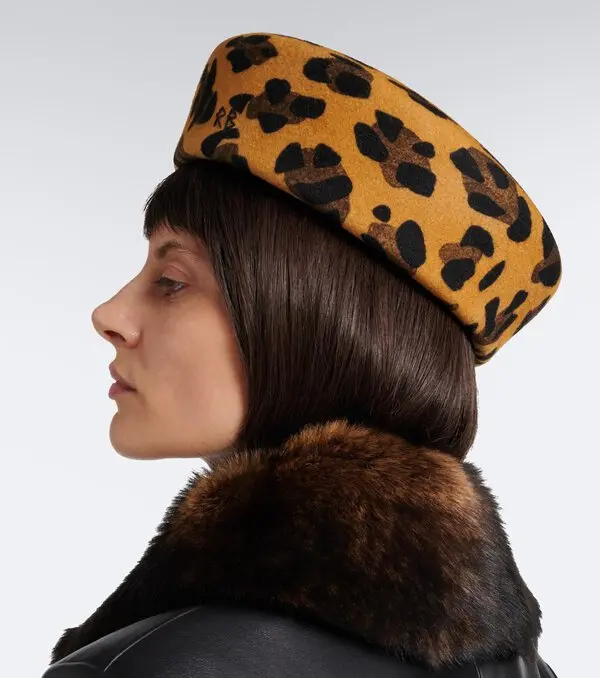 Ruslan Baginskiy Logo Wool Leopard-print Hat