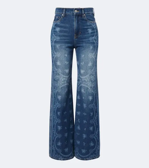 Veronica Beard Taylor Printed Wide-leg Jean - Blue