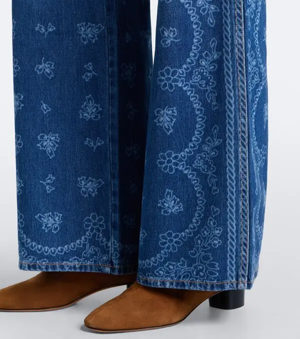 Veronica Beard Taylor Printed Wide-leg Jean