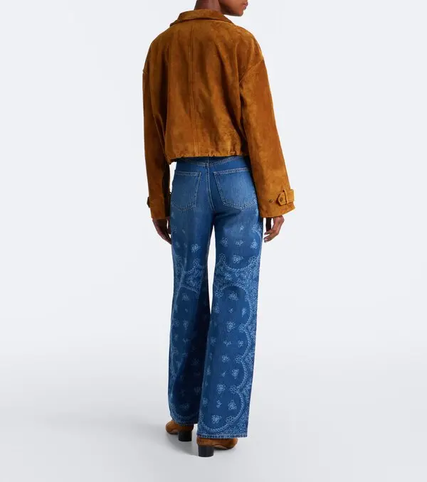 Veronica Beard Taylor Printed Wide-leg Jean