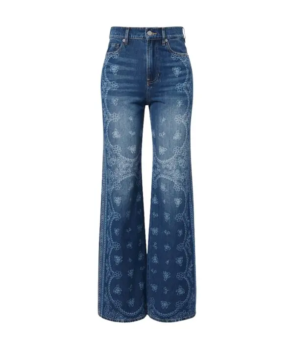 Veronica Beard Printed Wide-leg Jeans - Blue