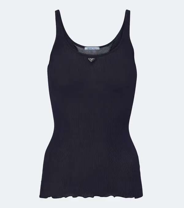 Prada Ribbed-knit Silk Tank Top