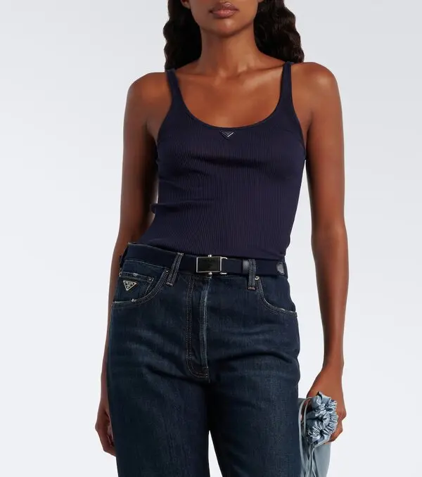 Prada Ribbed-knit Silk Tank Top