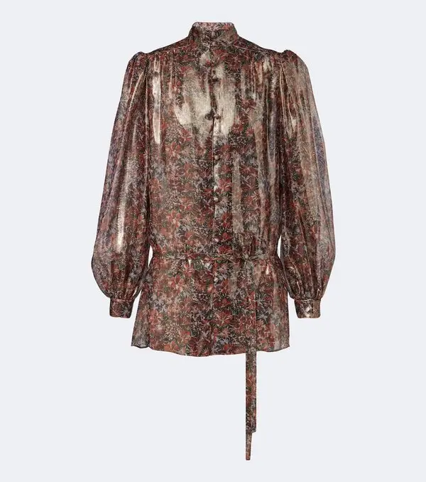 Valentino Garavani Floral Silk-blend Lamé Blouse - Multicoloured