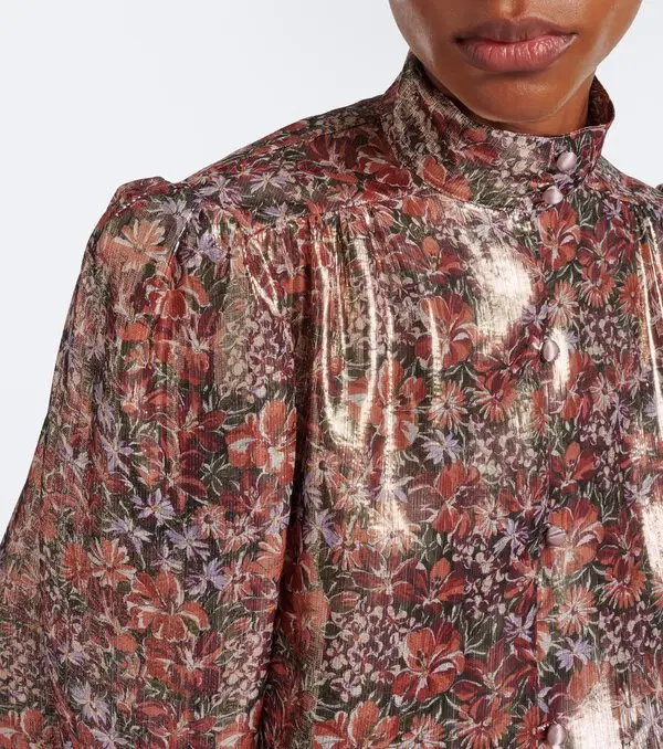 Valentino Garavani Floral Silk-blend Lamé Blouse