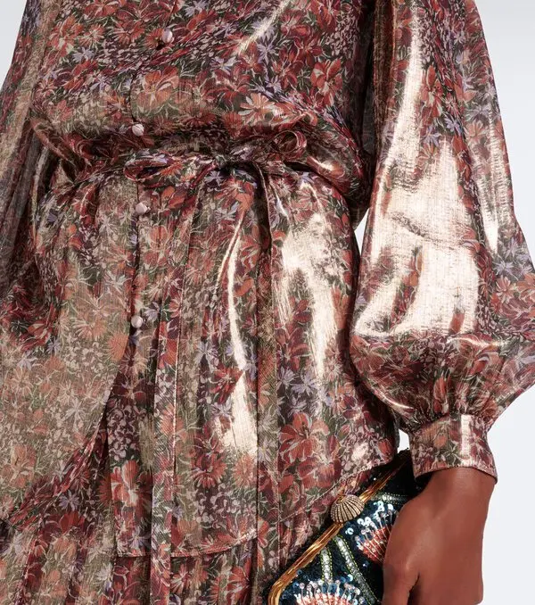 Valentino Garavani Floral Silk-blend Lamé Blouse