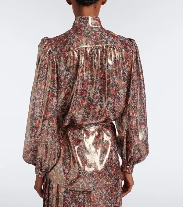 Valentino Garavani Floral Silk-blend Lamé Blouse