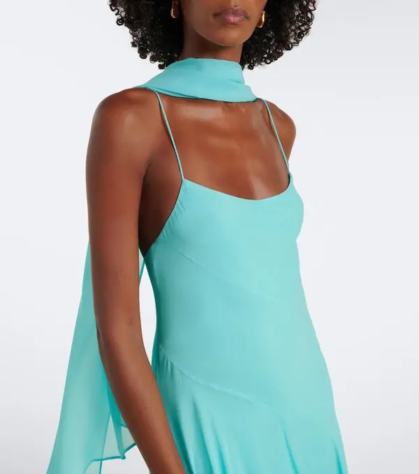 DE LA VALI Komi Asymmetric Georgette Midi Dress