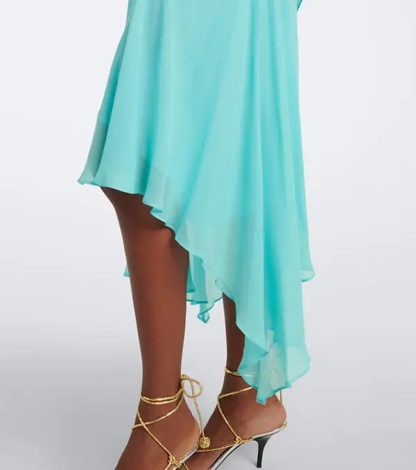 DE LA VALI Komi Asymmetric Georgette Midi Dress