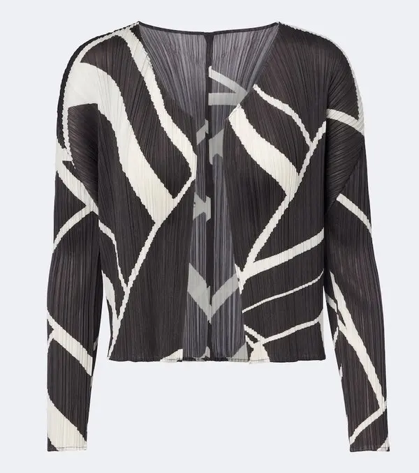 Issey Miyake Fold Line Pleated Printed Cardigan - Multicoloured
